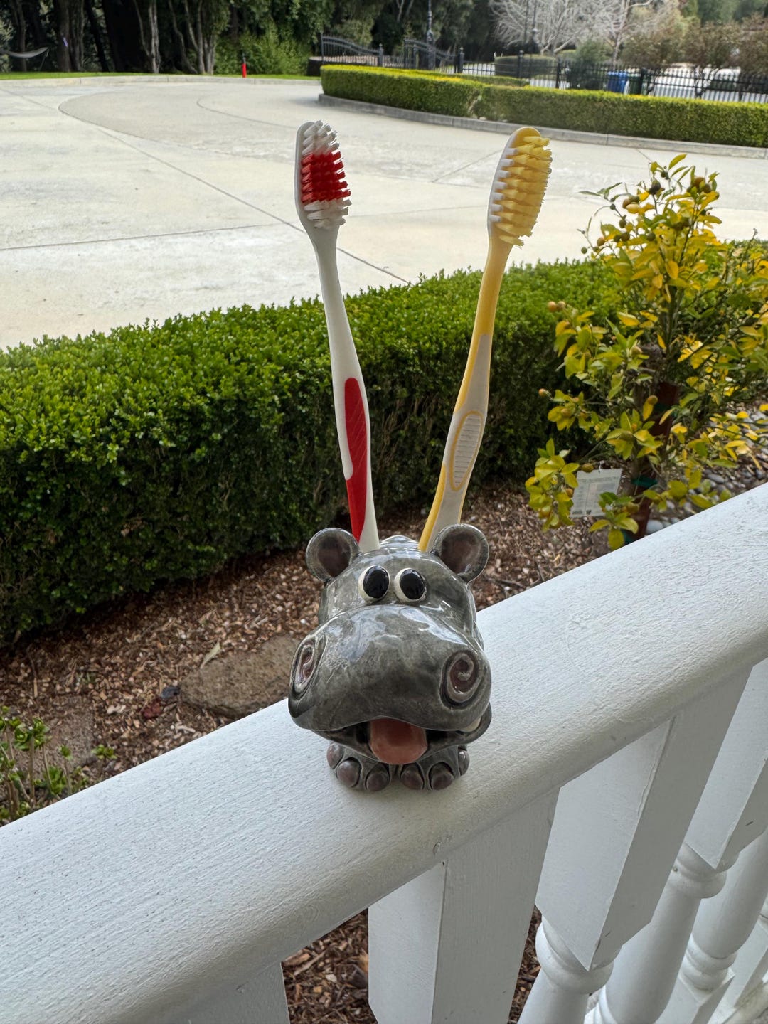 Hippo Toothbrush Holder, Hand, Sculpted Handmade No Molds Used. All ...