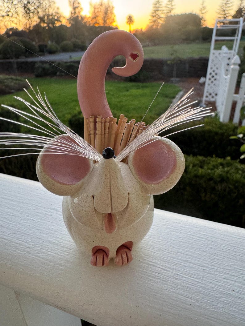 Handmade Stoneware Clay Mouse Toothpick Holder by Pencepets, Pence ...