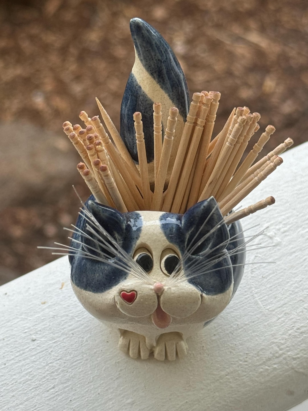 Cobalt Blue Tabby Cat Toothpick Holder, Cats, Handmade Cats, Hand ...