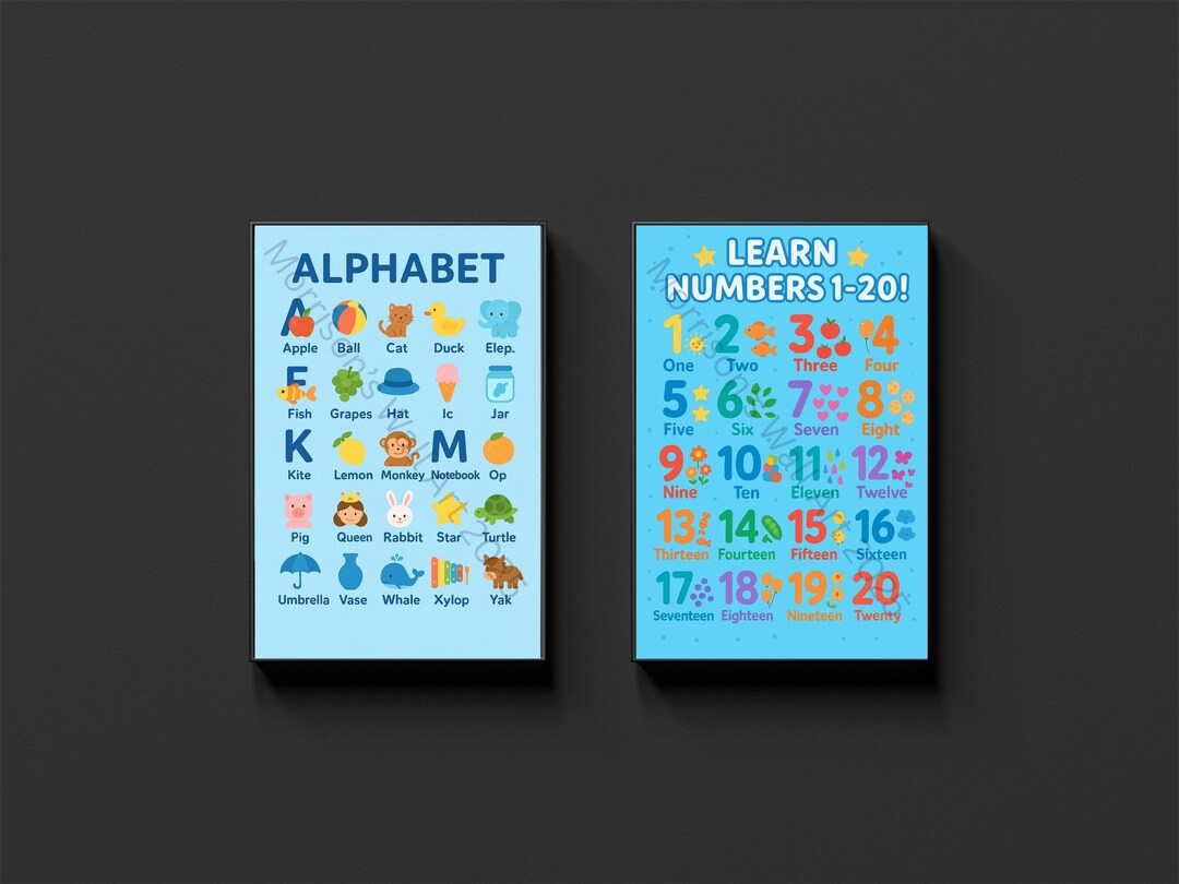 Numbers 1-20 & Alphabet Chart Posters: Kids' Educational Printables ...