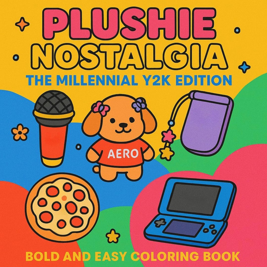 Plushie Nostalgia Coloring Book Millennial Y2K Bold & Easy Coloring ...