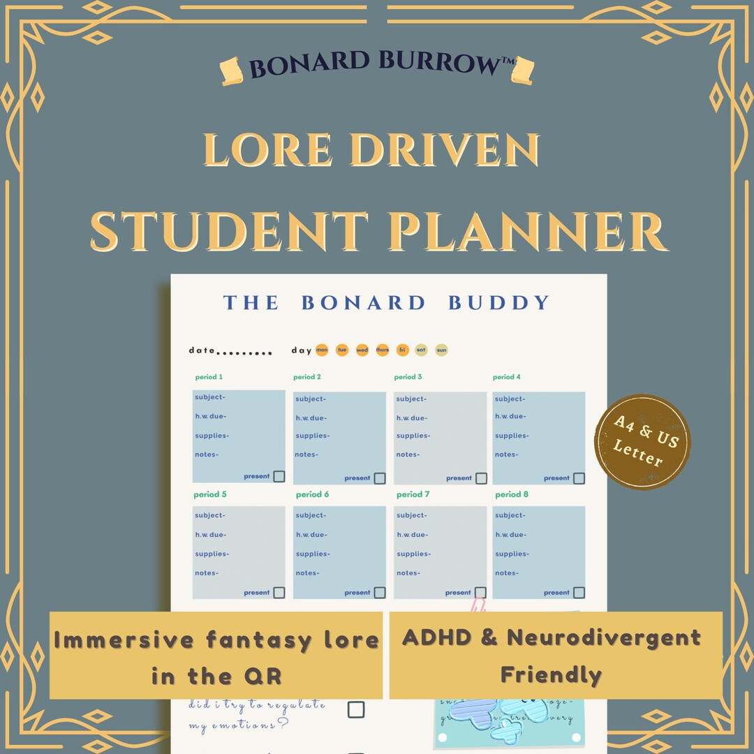 ADHD Digital Student Planner Printable - Neurodivergent Organizer ...
