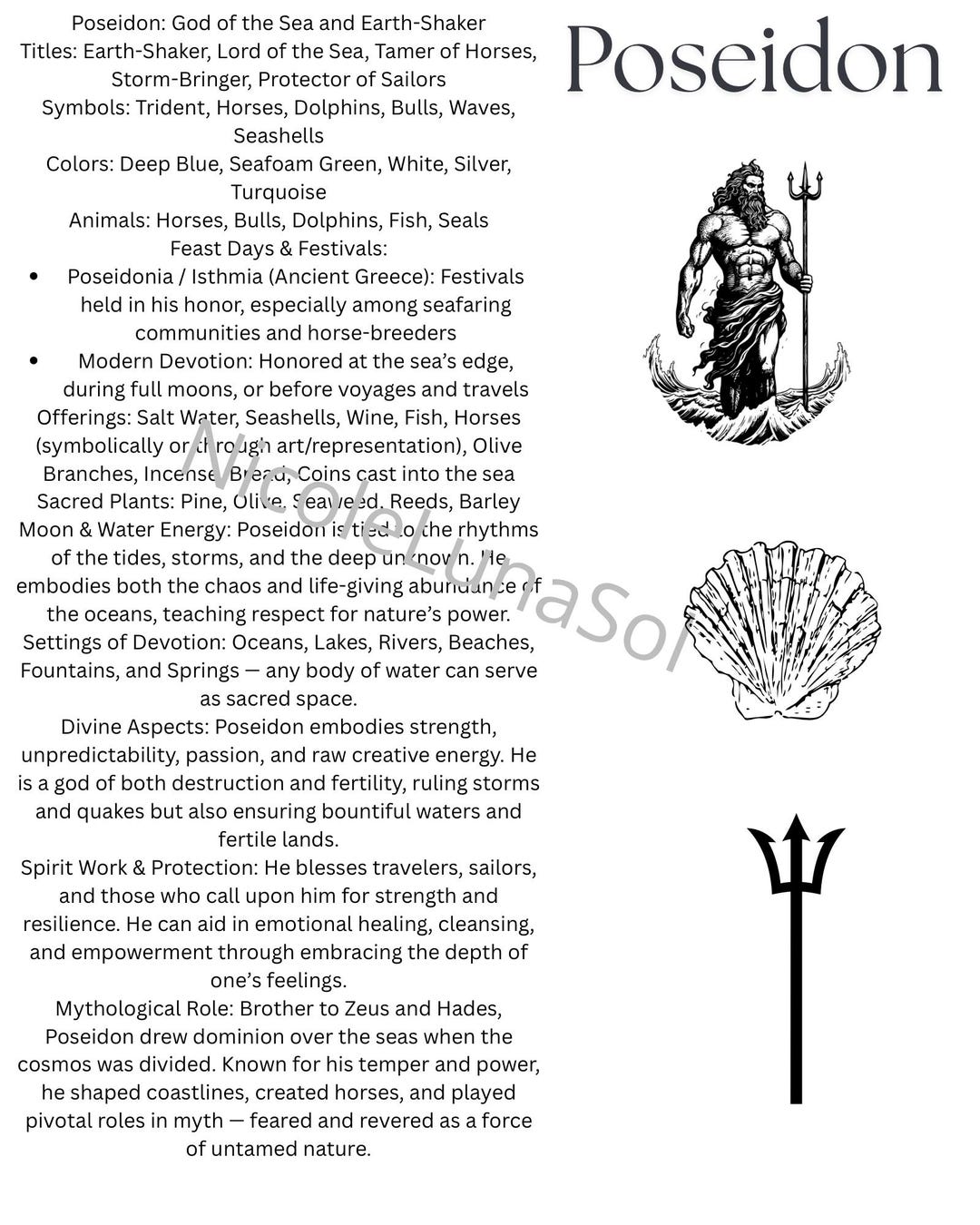 Poseidon Info Sheet, Deity, Instant - Etsy