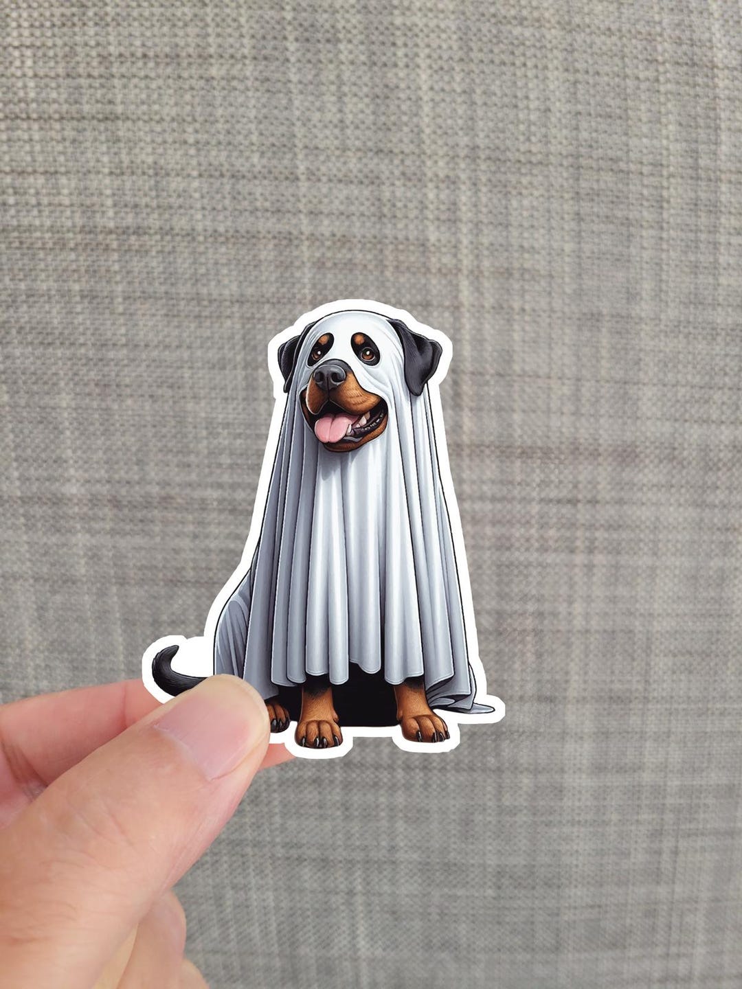 Halloween Ghost Dog Sticker, Vinyl Water Bottle/laptop Sticker, Spooky ...