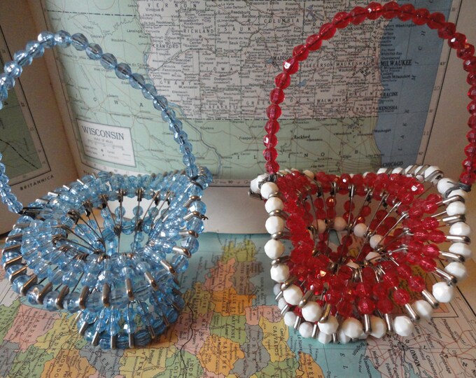 Pair of Vintage Beaded Safety Pin Baskets - Etsy