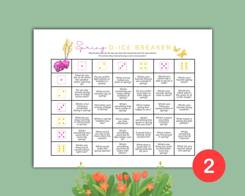 Spring Ice Breaker Game Printable | Spring D-ICE Game | Team Building ...