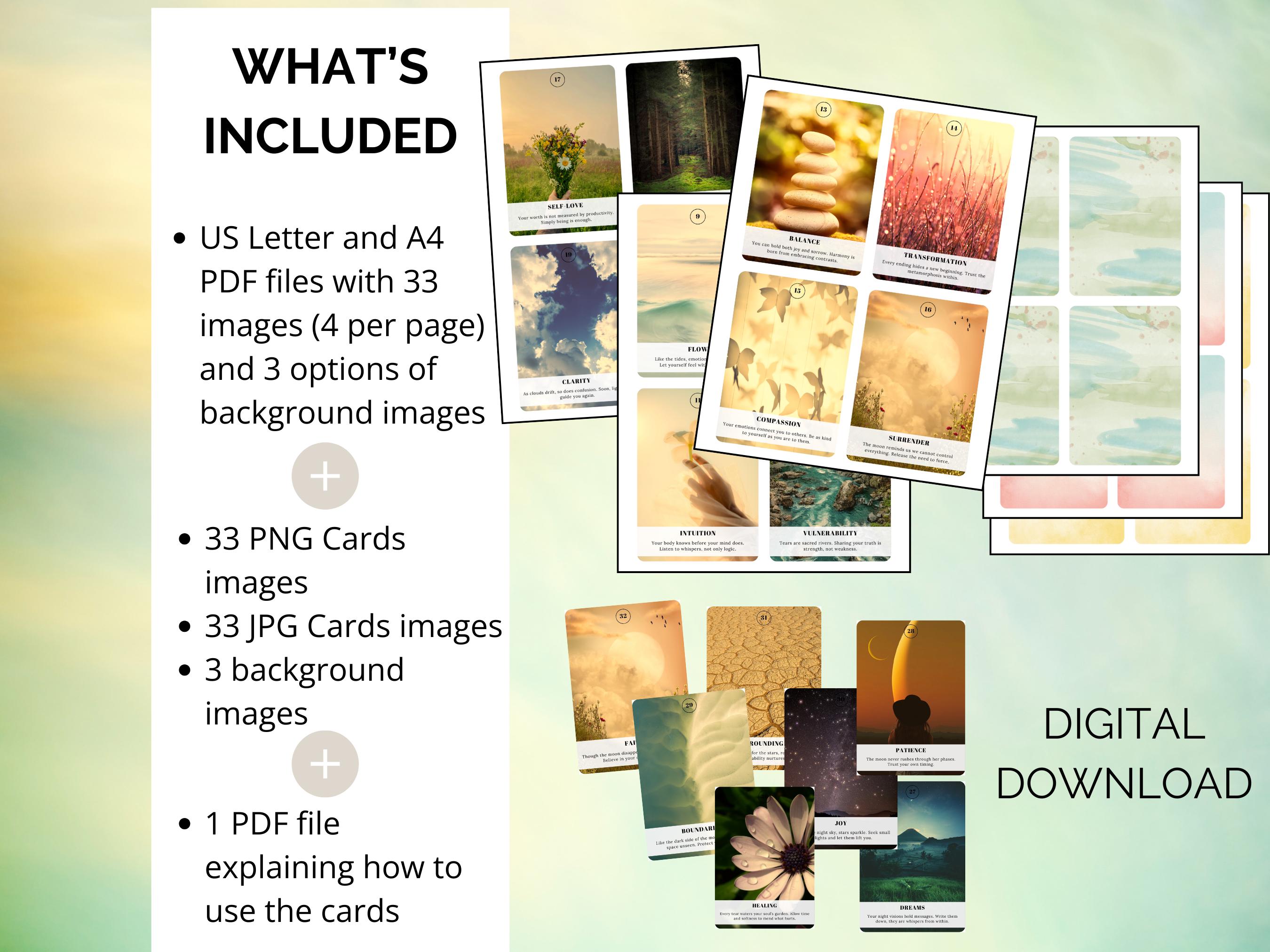 Printable Oracle Cards | 33 Digital Tarot Cards | Affirmation Cards for ...