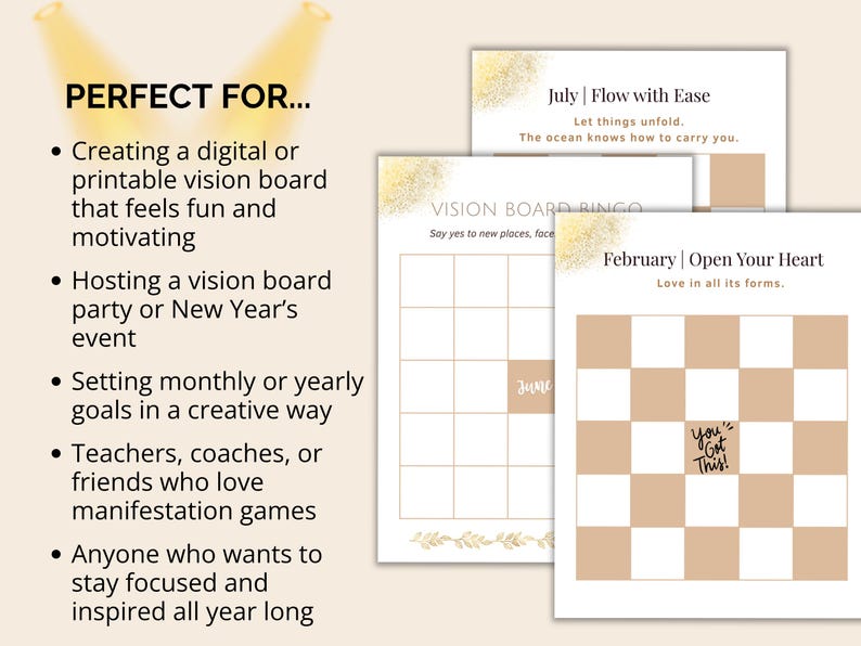 Editable Vision Board Bingo Kit 2026 | New Year Resolution | Vision ...