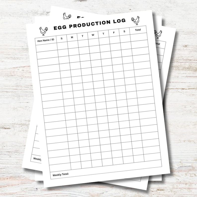 Printable Chicken Egg Tracker Log Backyard Egg Log Daily Collection ...