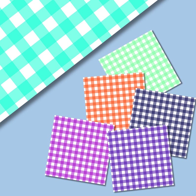 Gingham Neon Rainbow Digital Paper Pattern seamless Plaid Patterns ...