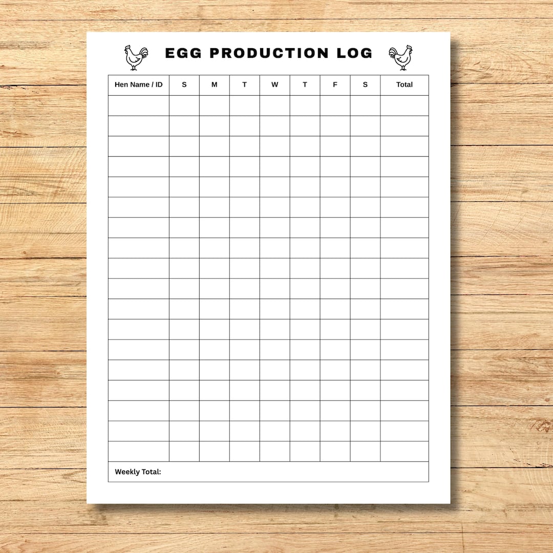 Chicken Egg Tracker Sheet Printable Farm Record Keeping System for ...