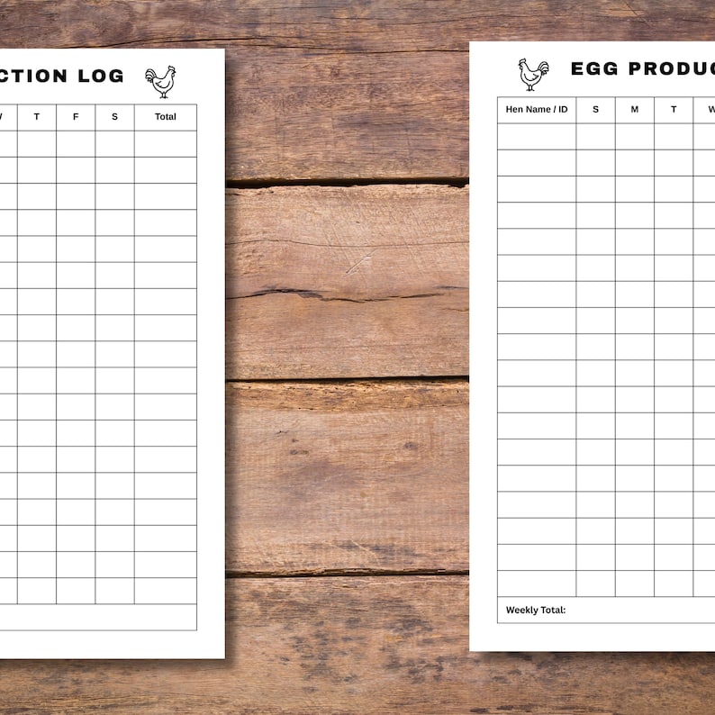 Printable Chicken Egg Tracker Log Backyard Egg Log Daily Collection ...