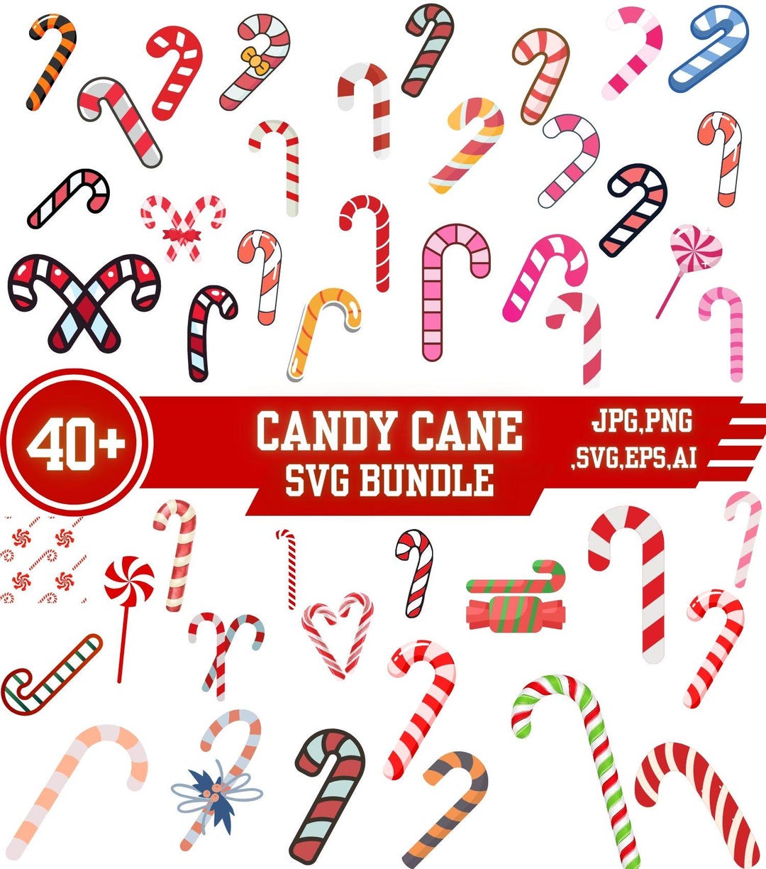 Candy Cane SVG Clipart: Holiday Peppermint Designs (digital Download ...