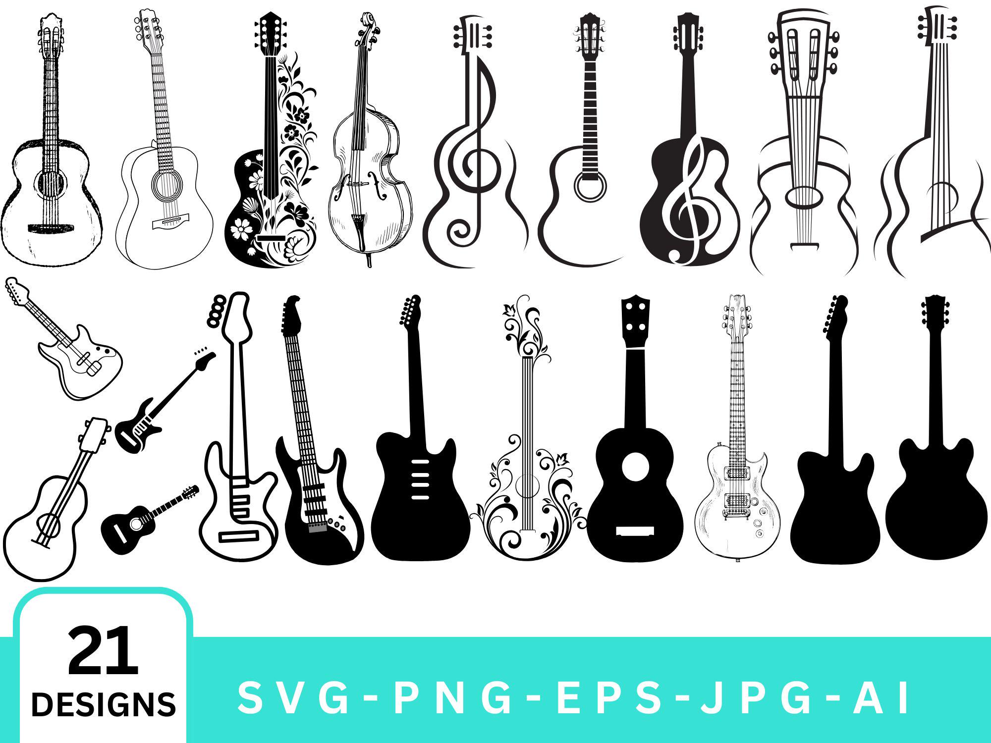Guitar SVG Bundle: Electric Guitar Cut Files for Cricut (digital ...