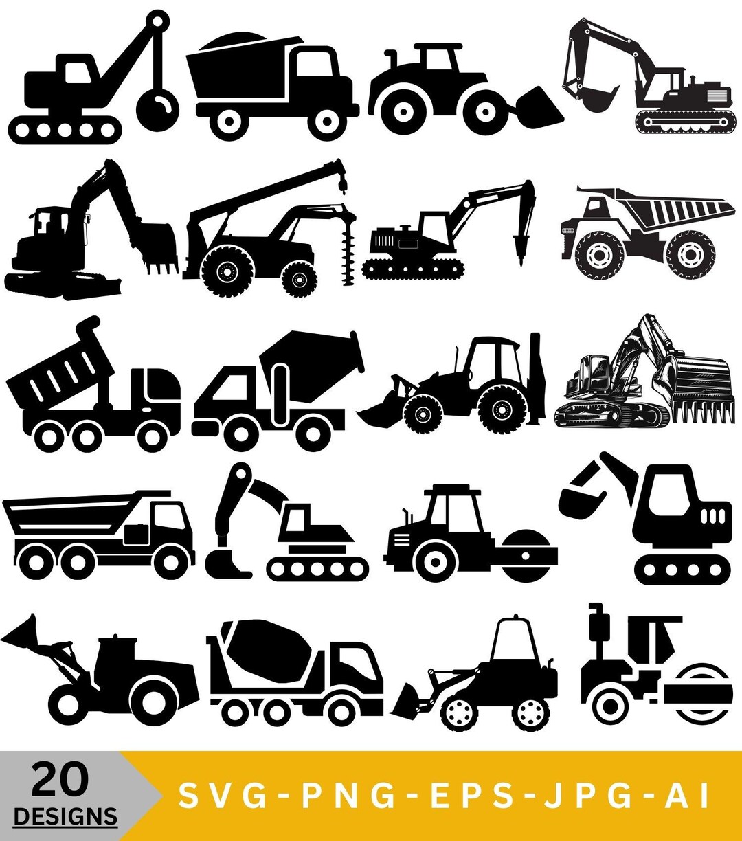 Construction Trucks SVG Bundle: Dump Truck Clipart (instant Download ...