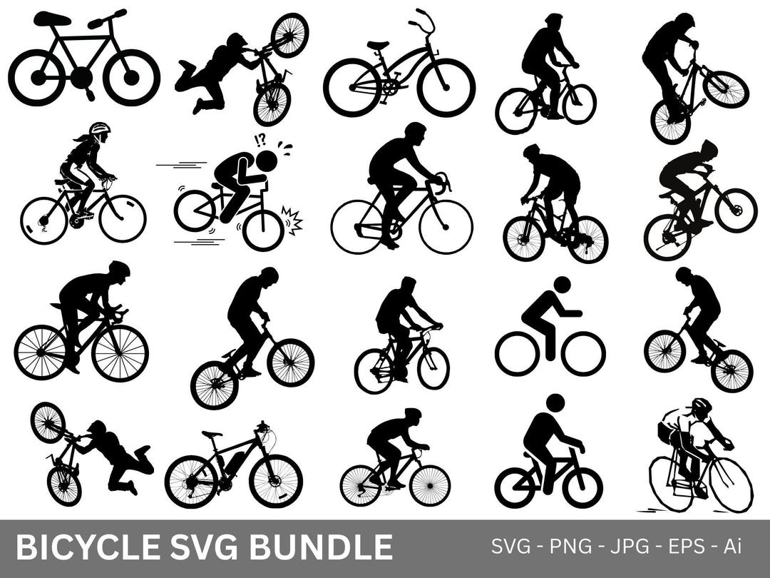 Fahrrad SVG Bundle: Fahrrad Clipart, Mountainbike, Biker (Digitaler ...