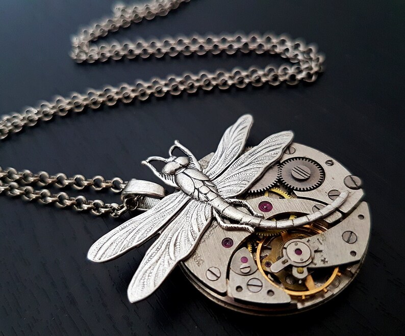 Vintage Pocket Watch With Curved Dragonfly Steampunk Inspired Timeless ...