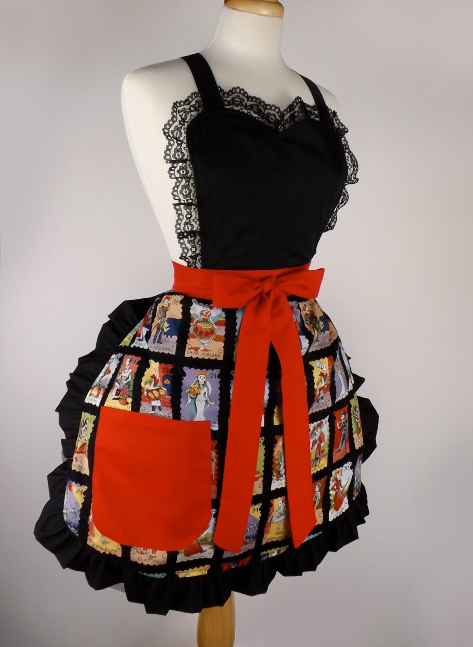 Ruffles and Skulls Loteria Skeleton Day of the Dead Apron - Etsy