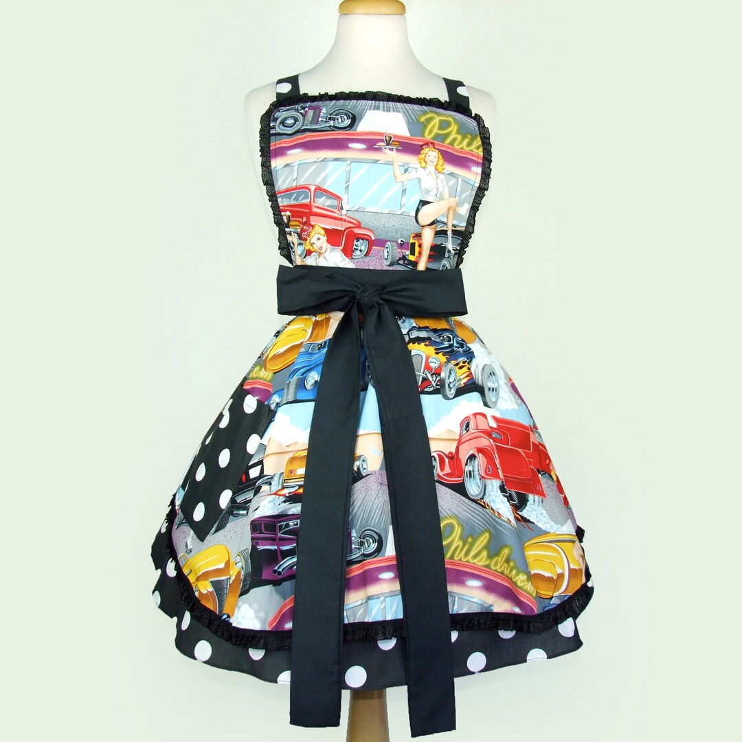 50's Diner and Hot Rods Apron - Etsy