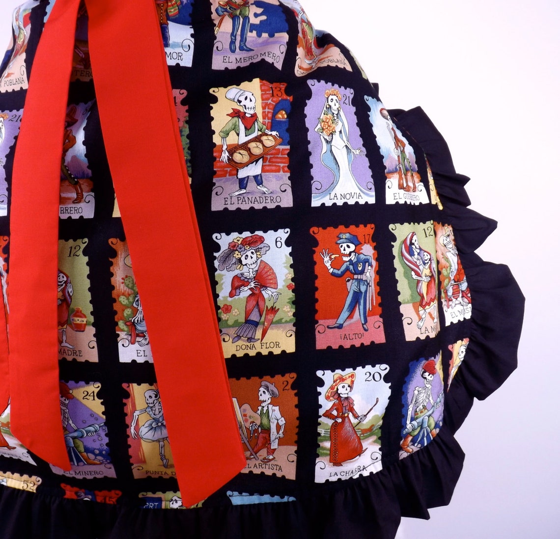 Ruffles and Skulls Loteria Skeleton Day of the Dead Apron - Etsy