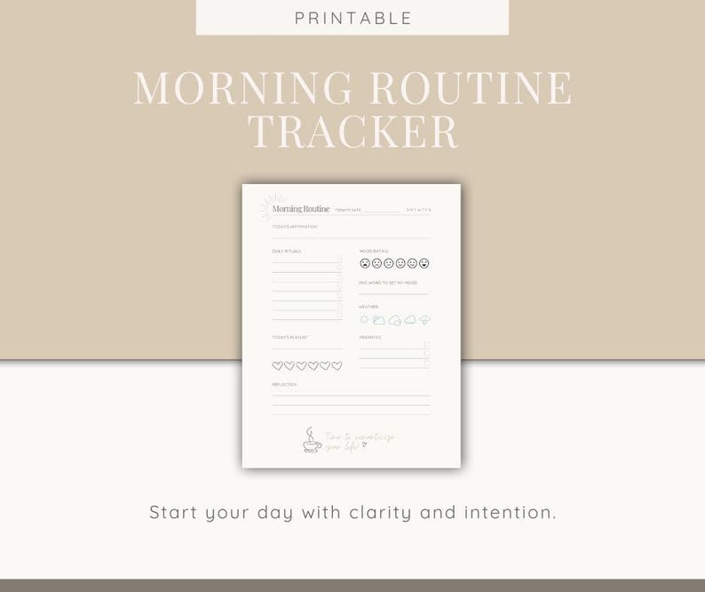 Morning Routine Tracker | Printable Daily Habit Planner | Digital Self ...