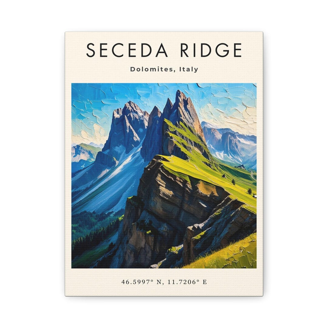 Seceda Ridge Canvas Print | Dolomites Italy Wall Art | Mountain ...