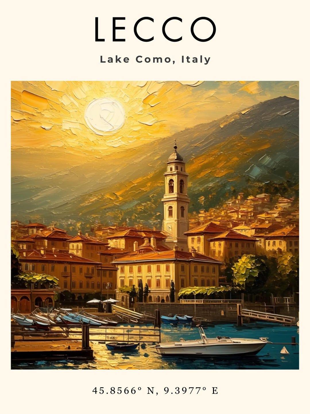Lecco Lake Como Digital Download | Italy Travel Poster | Vintage ...