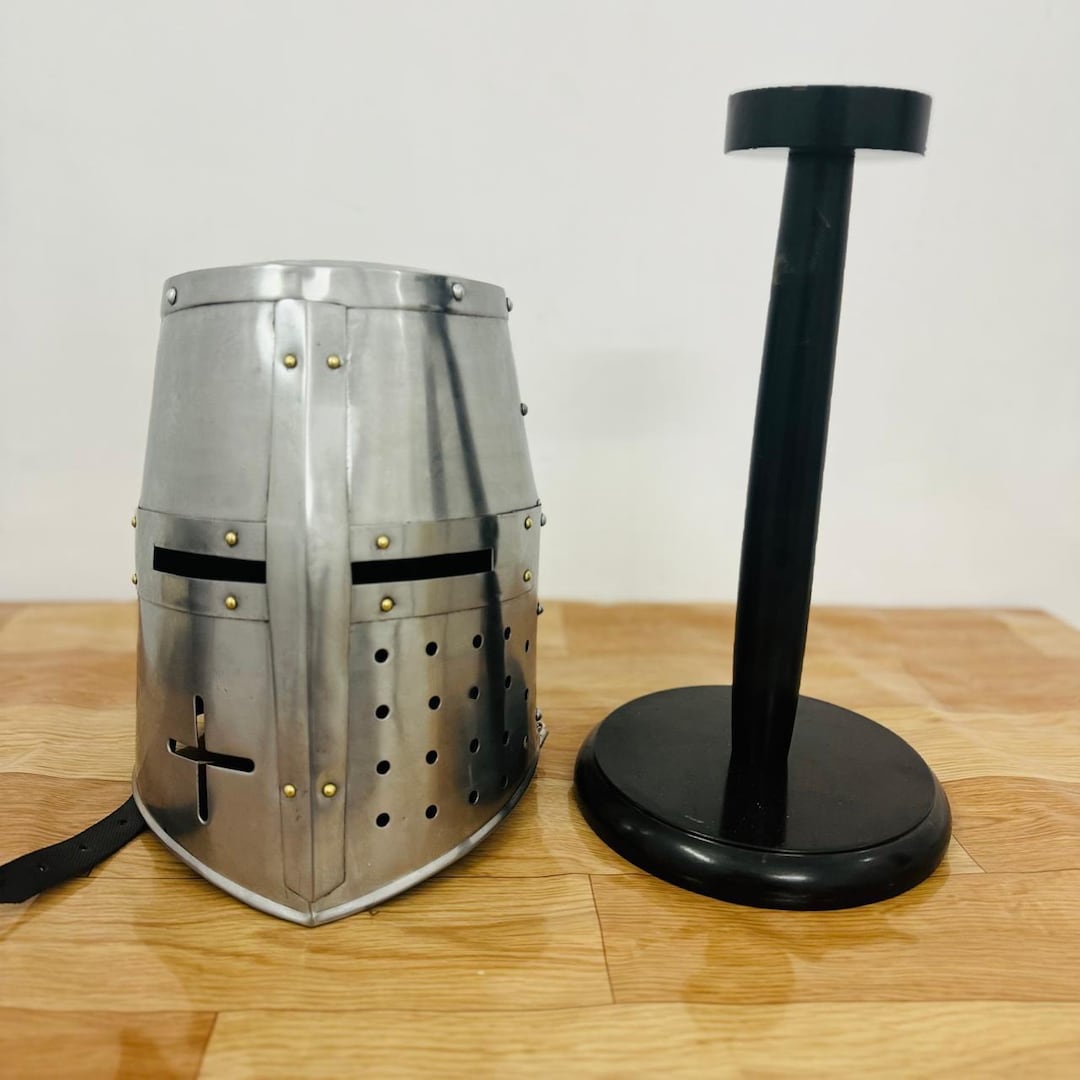Templar Crusader Knight Helmet - 18 Gauge Steel Ren-faire Costume Larp ...