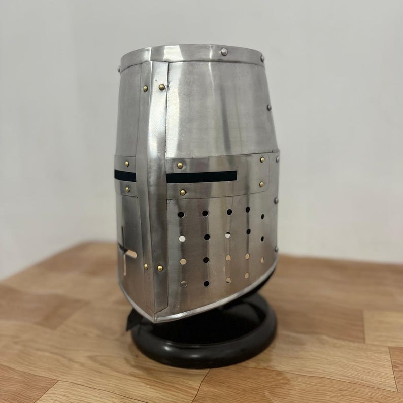 Templar Crusader Knight Helmet - 18 Gauge Steel Ren-faire Costume Larp ...