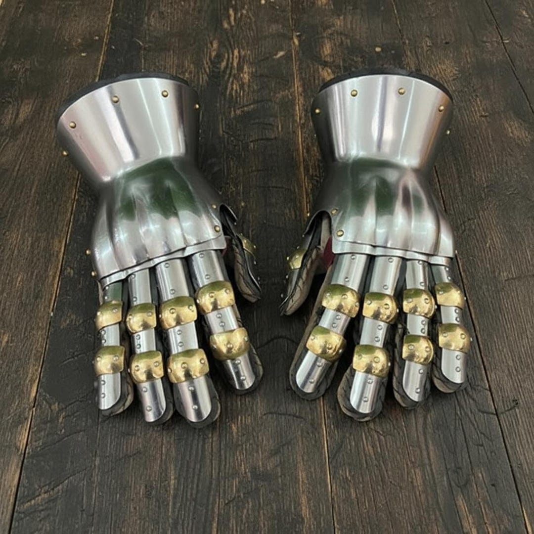 Churburg Gauntlets – Medieval 16G Steel Knight Armor Gloves With Brass ...