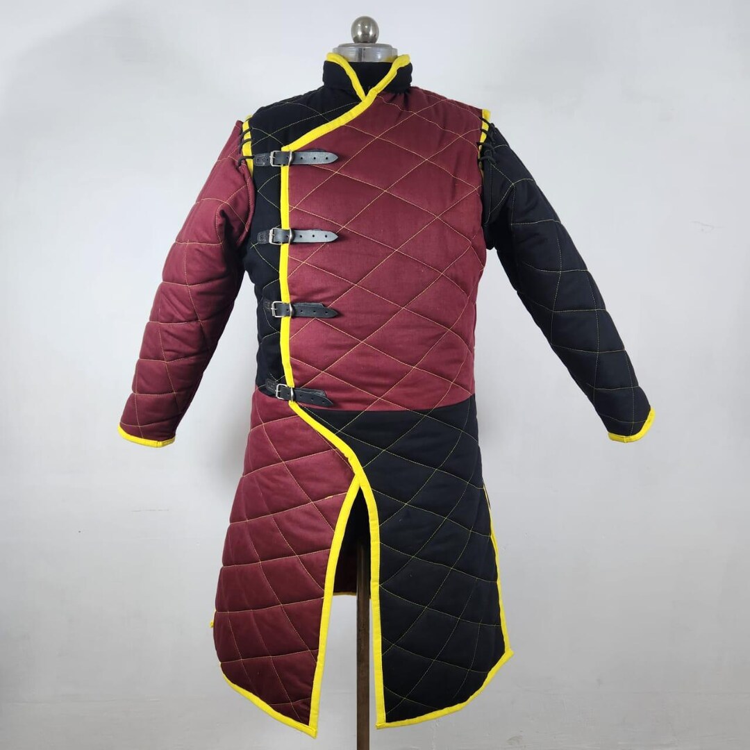 Red and Black Quilted Gambeson: Full Sleeve Medieval Armor Jacket - Etsy