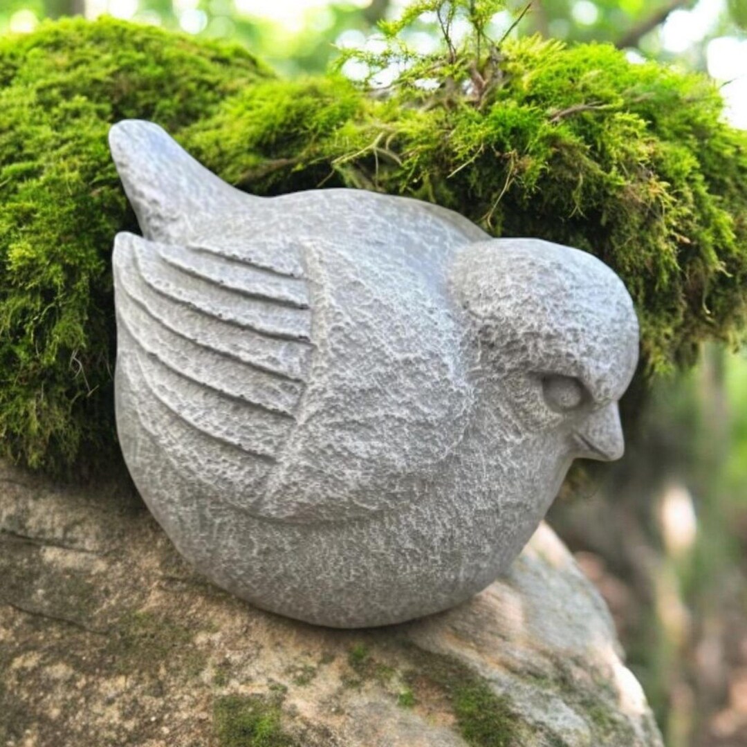 Concrete Bird Statue: Chubby Garden or Indoor Decor - Etsy