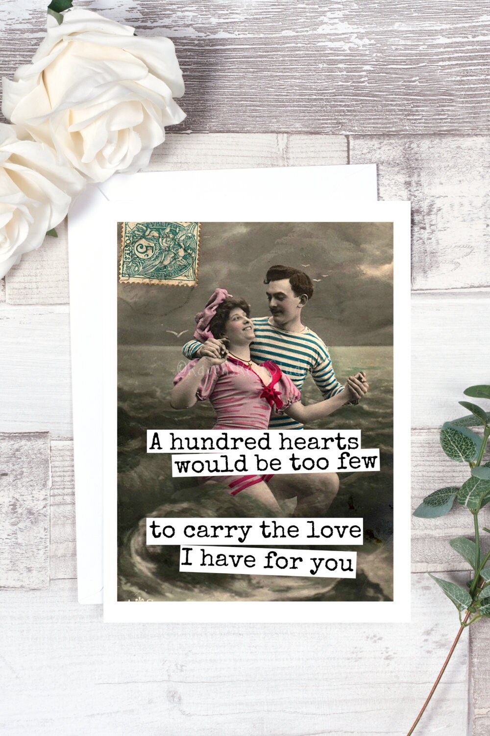 Card 76b. Love Card. A Hundred Hearts Would Be Too Few to - Etsy