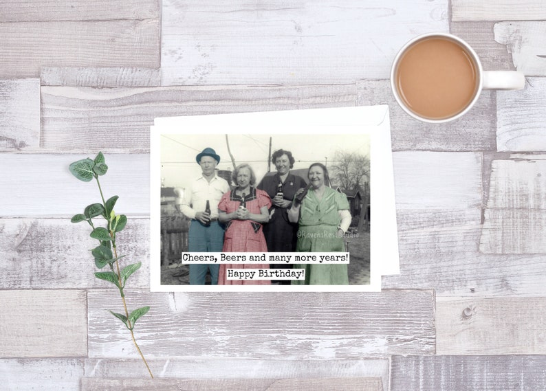 Card 328. Funny Birthday Card. Cheers Beers and Many More | Etsy