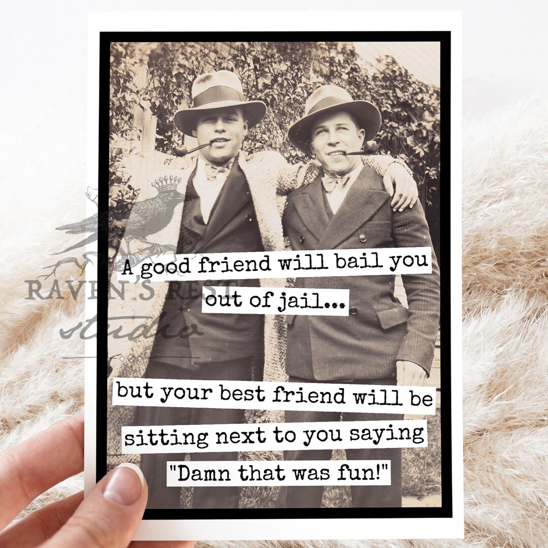 Card #398b. Funny Greeting Card. A Good Friend Will Bail You Out of ...