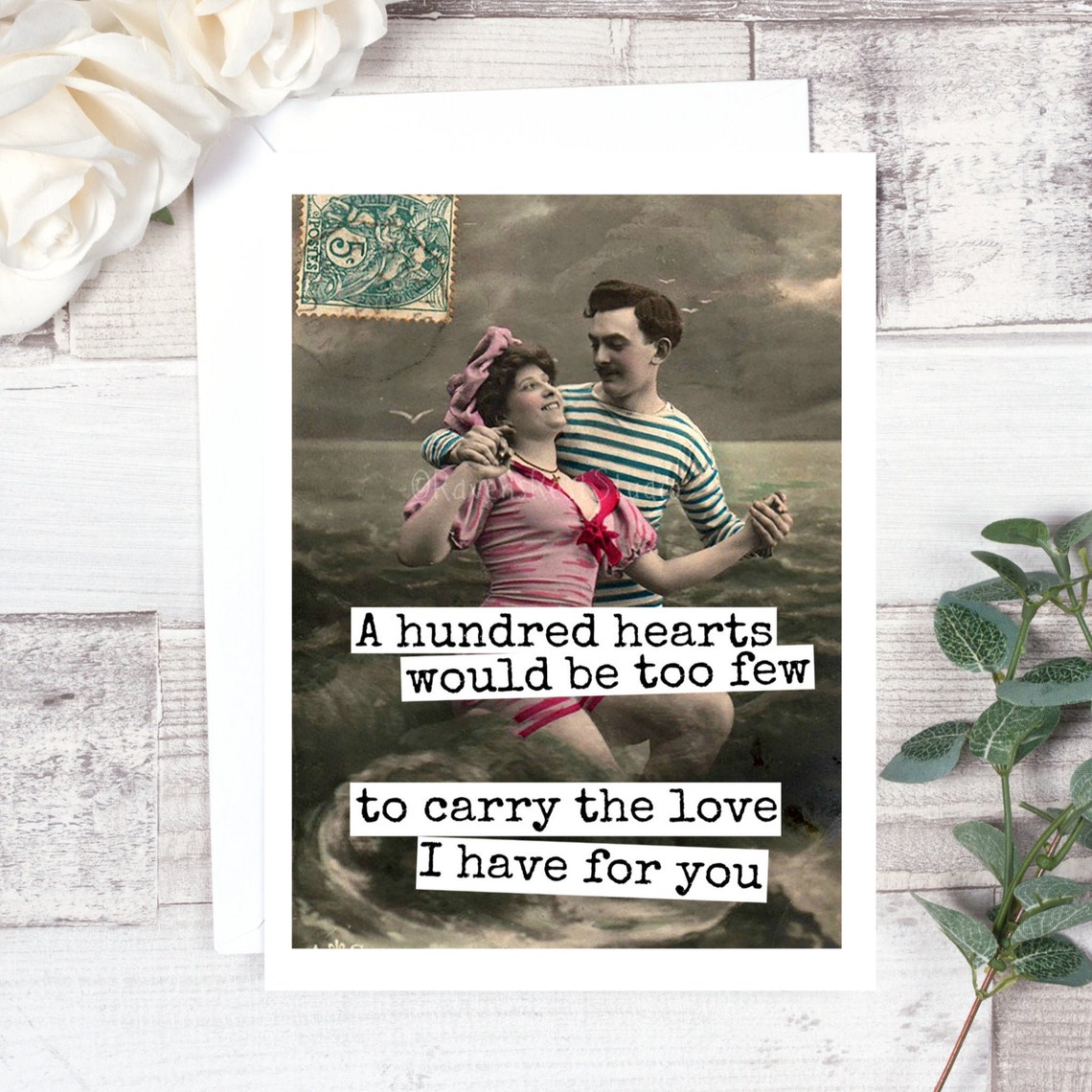 Card 76b. Love Card. A Hundred Hearts Would Be Too Few to - Etsy