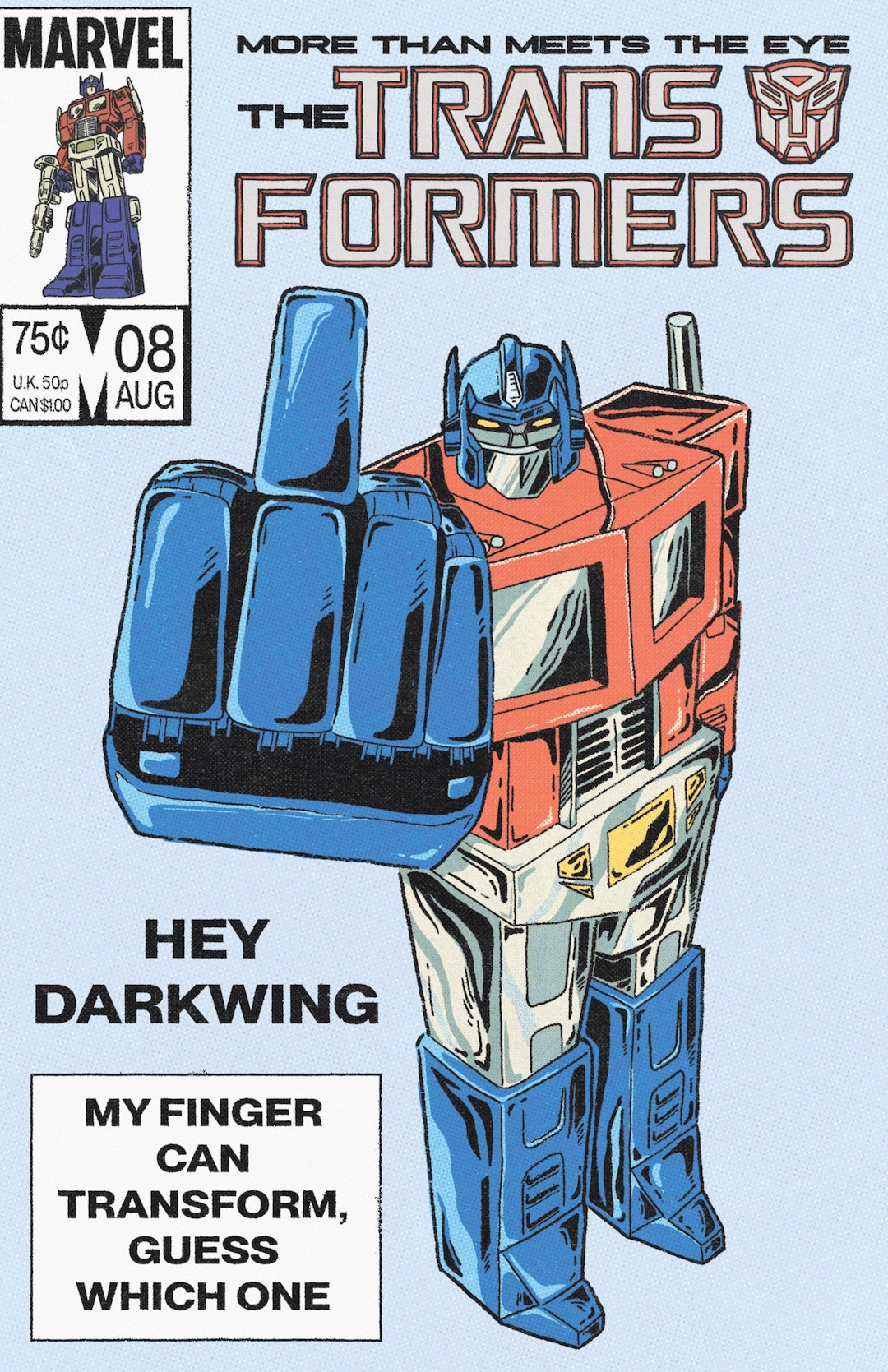 Transformers Comic - Optimus Prime My Finger Can Transform 11x17" - Etsy