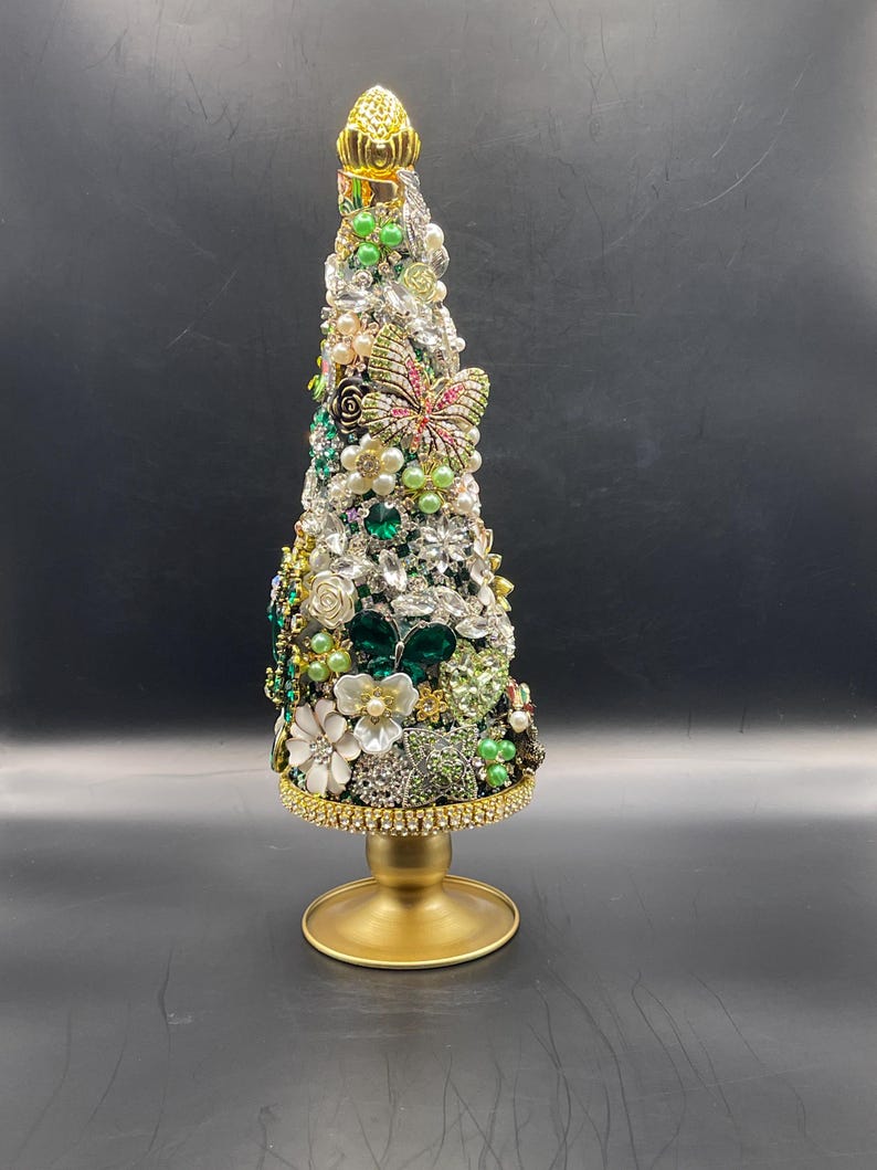 Vintage Jeweled Christmas Tree, Green Repurposed Vintage & Classic ...
