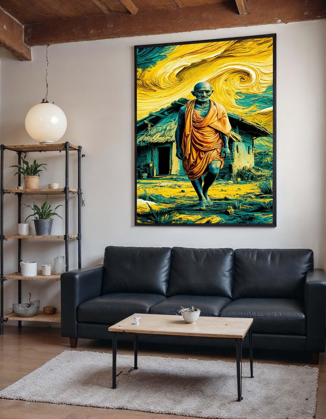 Spiritual Leader Canvas, Van Gogh Style Artwork,vibrant Abstract Wall ...