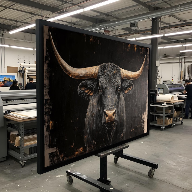 Dark Bull Canvas - Etsy UK