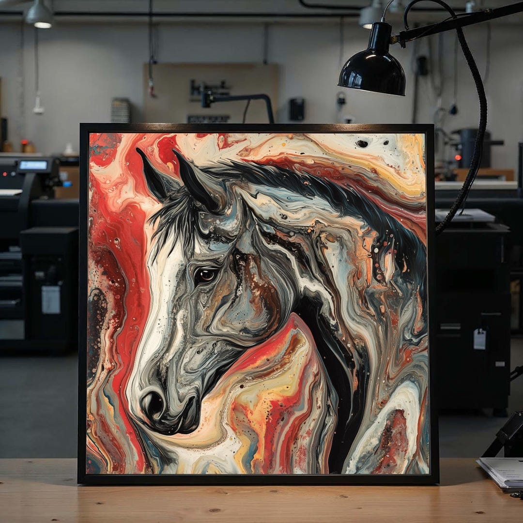 Abstract Horse Canvas, Colorful Horse Art, Wall Art Canvas Design ...
