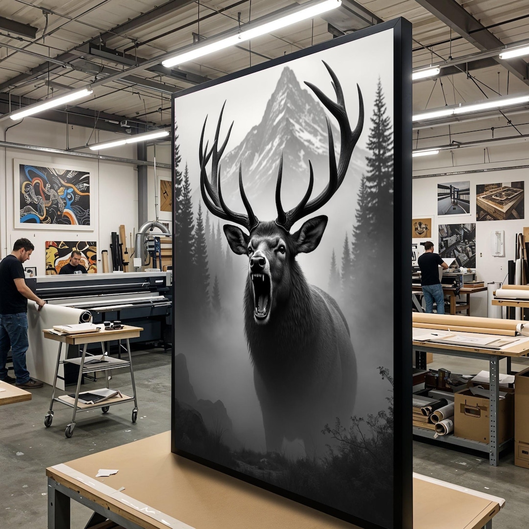 Roaring Stag Canvas, Majestic Deer Wall Art, Nature Poster, Forest ...