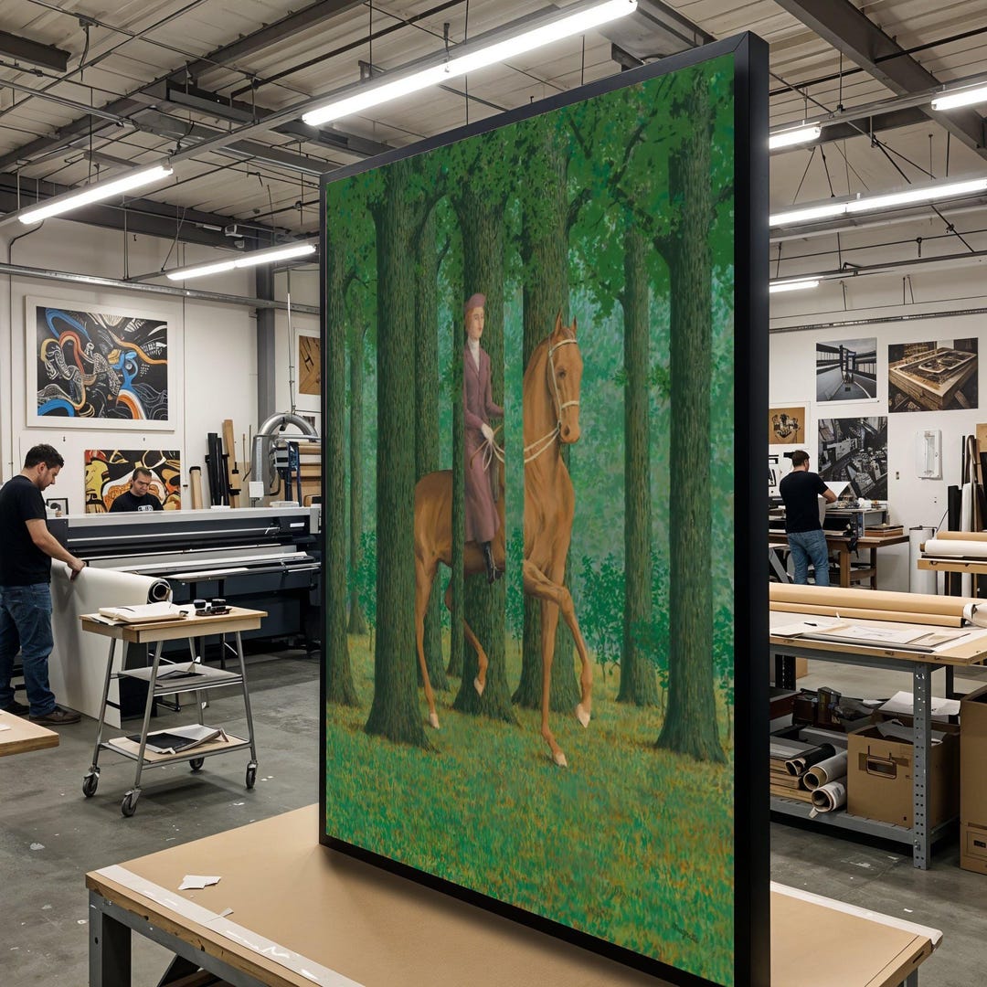 Rene Magritte, Surreal Forest Ride Canvas, Horse and Rider Art, Optical ...