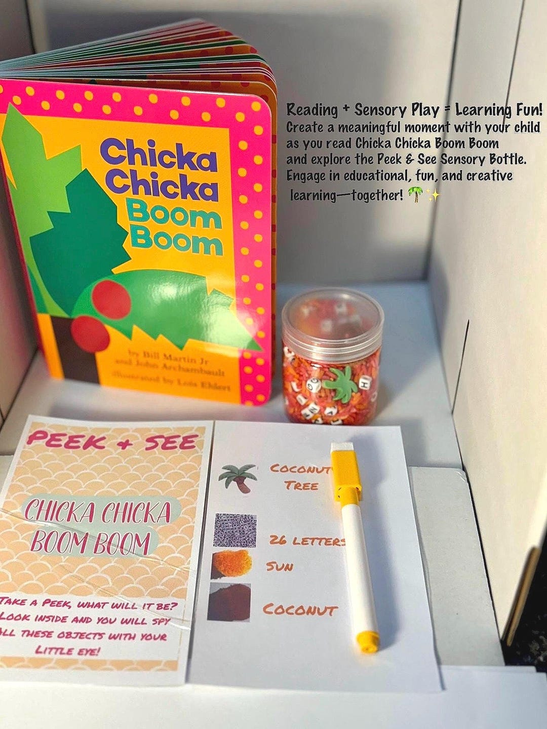 Chicka Chicka Boom Boom Sensory Bottle, Montessori I-spy Toy - Etsy