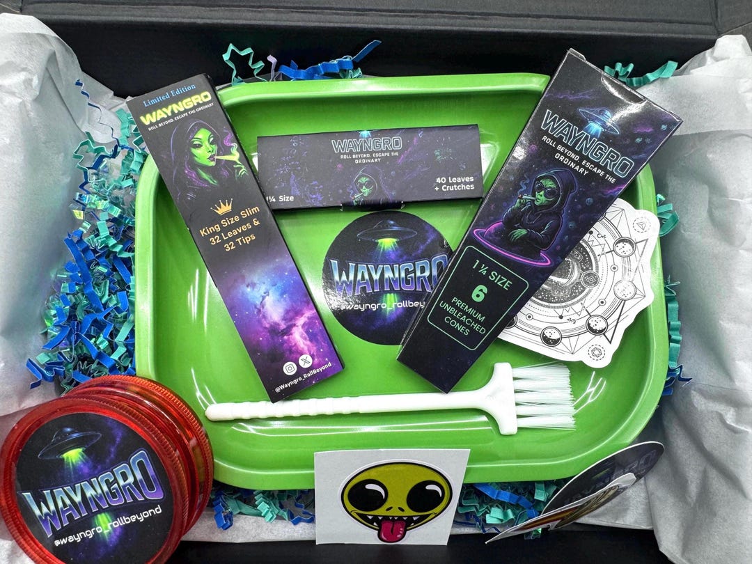 Wayngro Rolling Tray Gift Set - King Size Slim Leaves, Unbleached Cones ...