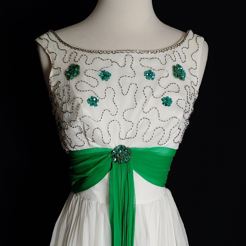White Green Dress - Etsy