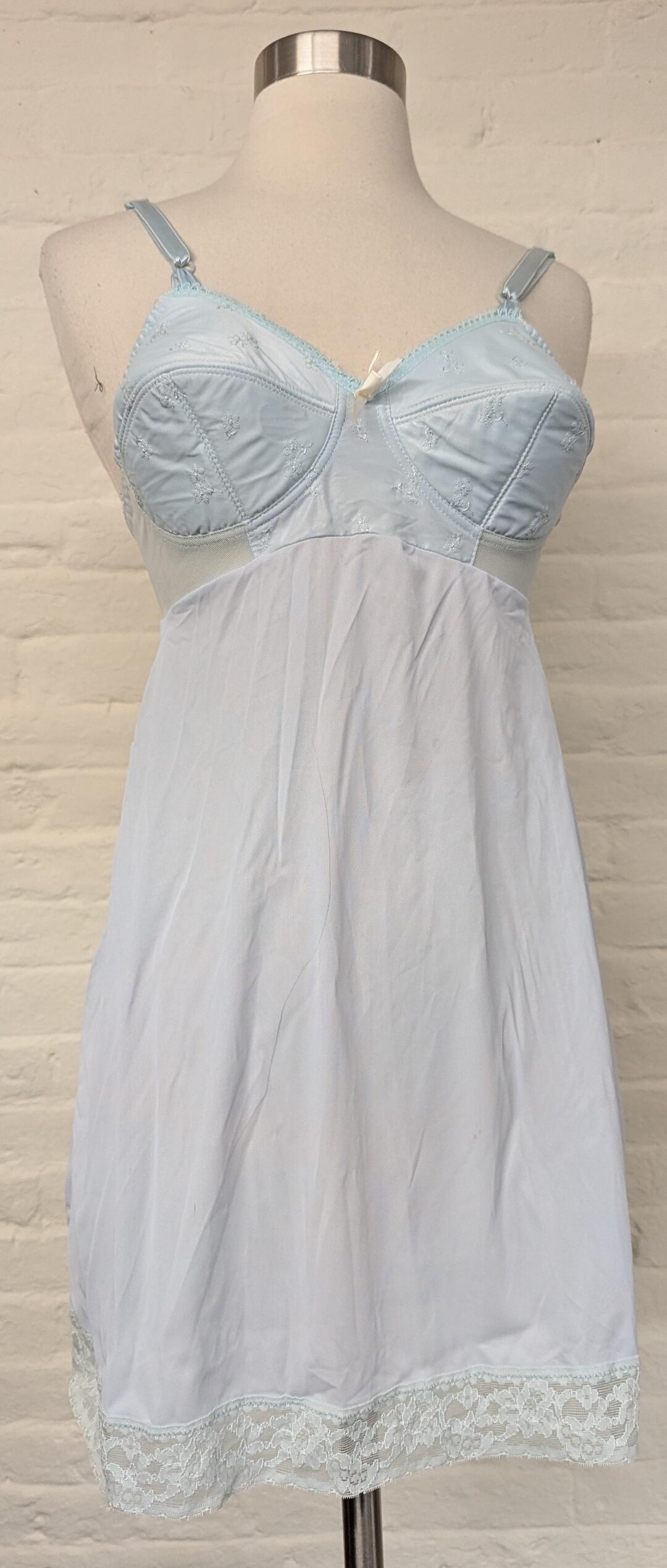 Vintage 60s Bullet Bra Slip Pale Blue Mini Length 36A - Etsy