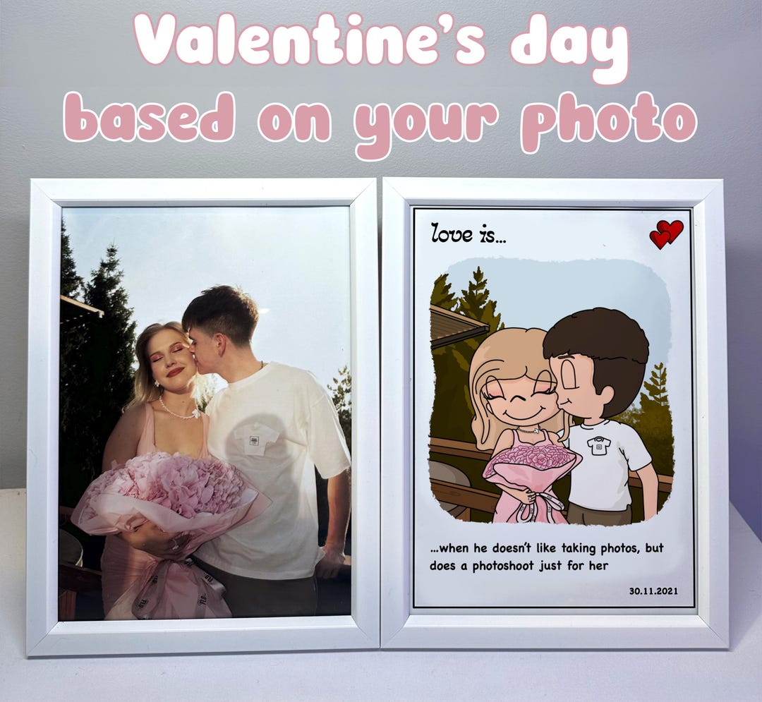 Custom 'love Is' Couple Portrait: Valentine's Day Gift (digital ...