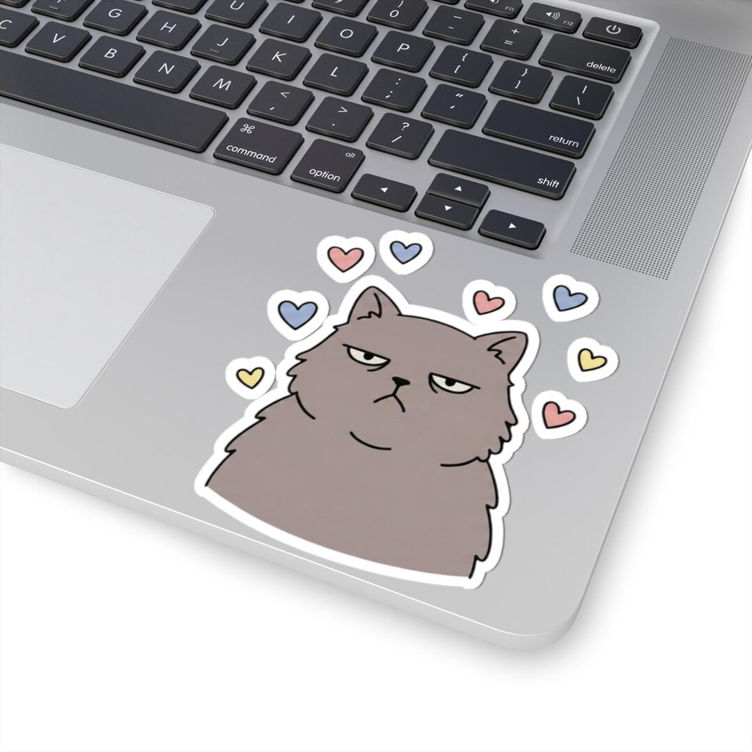 Grumpy Cat With Hearts Sticker - Etsy