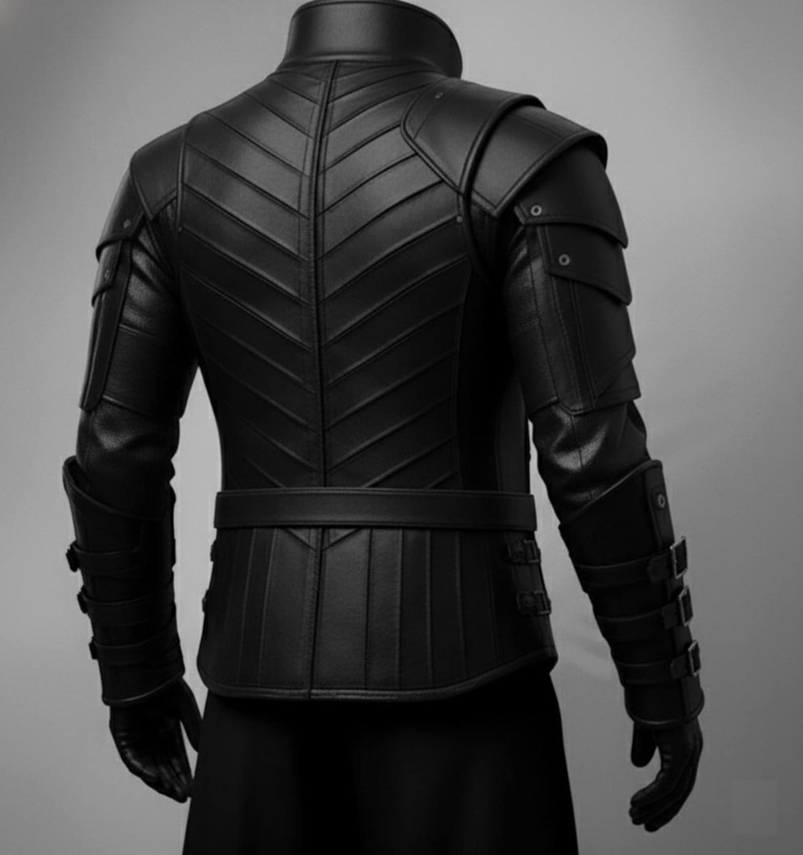 Men’s Black Leather Armor Jacket — Medieval Cosplay, LARP & Gothic Coat ...